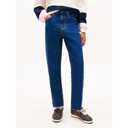 Tommy Jeans Damen Mom-Jeans &raquo;MOM JEAN UH TPR&laquo; mit Logo-Stickereien, in kn&ouml;chelfreier L&auml;nge blau 27, L&auml;nge 30