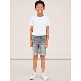 name it Herren Jeansshorts &raquo;NKMSILAS SLIM DNM L SHORT&laquo; Baumwollmischung, Stretch, Umschlagsaum grau 146, N-Gr