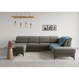 Sit & More sit&more Wohnlandschaft &raquo;Sinatra U-Form&laquo; optional mit Kopfteilverstellung und Armteilfunktion, Metallf&uuml;&szlig;e braun 100% Polyester B/H/T: 326cm x 85cm x 