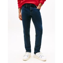 Tommy Jeans Herren Gerade Jeans &raquo;Scanton Slim&laquo; Mit Markenlabel aus Leder hinten blau 32, L&auml;nge 30