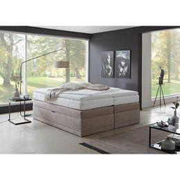 Westfalia Schlafkomfort Boxspringbett &raquo;Ibiza in den Breiten 160x200, 180x200cm & 200x200cm&laquo; beige Microvelours mit Bettkasten,mit Topper, Liegefl&auml;che B/L: 180cm x 200cm, 