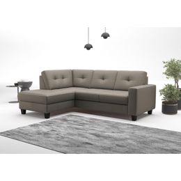 OTTO home Ecksofa &raquo;Varese&laquo; wahlweise mit Schlaffunktion und Bettkasten B/H/T: 226cm x 91cm x 170cm, NaturLEDER , Ottomane links,mit Bettfunktion,mit 