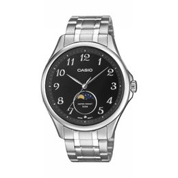 Casio Timeless Collection Herren CASIO TIMELESS COLLECTION Quarzuhr Armbanduhr, Herrenuhr, Edelstahlarmband, analog, Mondphase silber Einheitsgr&ouml;&szlig;e