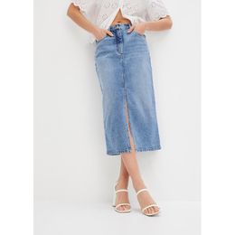 bonprix Damen bonprix Jeansrock regular fit, mit Gehschlitz, 5-Pocket-Stil blau 44