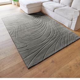 ANDIAMO Teppich &raquo;Dale&laquo; rechteckig 10 mm H&ouml;he Uni Farben, Hoch-Tief-Struktur, Carving-Effekt, Wohnzimmer grau B : 160cm 1 Stk., 10mm, L: 230cm
