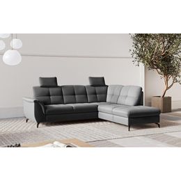 Sit & More sit&more Ecksofa &raquo;Zora&laquo; wahlweise mit Schlaffunktion und Bettkasten grau 95% Polyester 5% Polyamid B/H/T: 244cm x 92cm x 212cm, Flachgewebe LINO, 