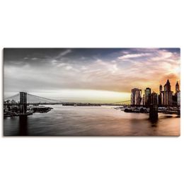 Artland Leinwandbild &raquo;Brooklyn Bridge Panorama&laquo; Amerika 1 Stk. tlg. auf Holzrahmen gespannt schwarz Leinwand B/H/T: 100cm x 50cm, Leinwandbild Amerika 