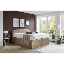 Westfalia Schlafkomfort Boxspringbett &raquo;Madeira&laquo; Lederoptik Microvelours Ohne Bettkasten,Ohne Topper, Liegefl&auml;che B/L: 160cm x 200cm, Gewicht bis: 100 kg H3, 5-Zonen-Taschen-