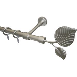Garesa Gardinenstange &raquo;BLATT&laquo; &Oslash; 20 mm 1 l&auml;ufig-l&auml;ufig Wunschma&szlig;l&auml;nge Vorhanggarnitur, Kunststoff, verl&auml;ngerbar, mit Ringe silber Kunststoff, Metall B/
