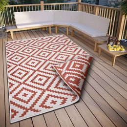 OTTO home Teppich &raquo;Ronda Wendeteppich&laquo; rechteckig 5 mm H&ouml;he Sisal-Optik, Flachgewebe, In- und Outdoor, geometrisches Boho Design orange Kunstfaser B :