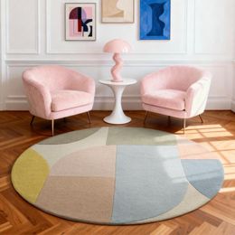 Ted Baker Wollteppich &raquo;Piccadilly&laquo; rund 17 mm H&ouml;he Wolle, Naturteppich, Handgemacht, Wohnzimmer, Schlafzimmer, bunt Wolle &Oslash; 200cm 1 Stk., 17mm, &Oslash; 200cm