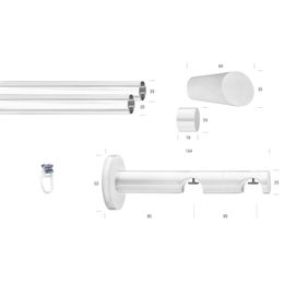 Garesa Gardinenstange &raquo;WHITE&laquo; &Oslash; 20 mm 2 l&auml;ufig-l&auml;ufig Wunschma&szlig;l&auml;nge Vorhanggarnitur, Innenlauf, verl&auml;ngerbar, Endknopf abgeschr&auml;gt wei&szlig; Eisen B/L: 