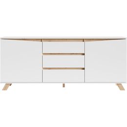 ByLiving Sideboard &raquo;Valentin&laquo; wei&szlig; Holzwerkstoff, Melamin B/H/T: 180cm x 76cm x 38cm, Wei&szlig; / Artisan Eiche, 3 Stk., 2 Stk.