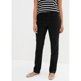 bonprix Damen bonprix Stretch-Hose &raquo;Bengalin-Stretch-Hose mit Bequembund, Straight&laquo; aus Polyester, Viskose und Elasthan, mit Bequembund, Regular Fit 
