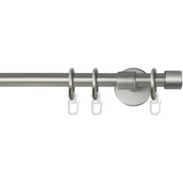 Garesa Gardinenstange &raquo;RUSTIKA&laquo; &Oslash; 16 mm 1 l&auml;ufig-l&auml;ufig Wunschma&szlig;l&auml;nge rustikale Vorhanggarnitur, verl&auml;ngerbar, m. Ringe, Endkappe silber Metall B/L: 