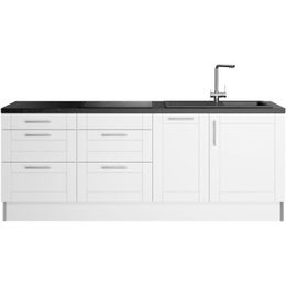 Optifit K&uuml;che &raquo;Ahus&laquo; Breite 225 cm, wahlw. Mit E-Ger&auml;ten, Soft Close Funktion, MDF Fronten schwarz-wei&szlig; B/H/T: 225cm x 90,8cm x 60cm, ohne E-Ger&auml;te