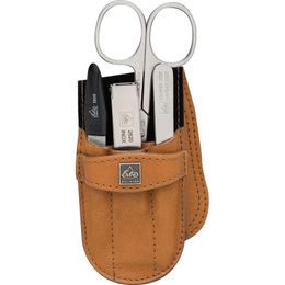 ERBE&reg; Erbe ERBE Manik&uuml;re-Etui &raquo;Taschenetui mit Steckverschluss aus echtem Leder&laquo; best&uuml;ckt mit Solinger Premium Stahlwaren in Edelstahl braun B/H/T: 50mm x 
