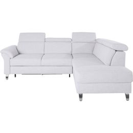 Sit & More sit&more Ecksofa &raquo;Arngast L-Form&laquo; inklusive Kopfteilverstellung und Federkern silber B/H/T: 245cm x 84cm x 194cm, Struktur, Ottomane rechts,mit 