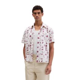 Marc O'Polo MARC O'POLO Herren Kurzarmhemd "aus Bio-Baumwoll-Popeline", lila, Gr. XL, bedruckt, Obermaterial: 100% Baumwolle, Hemden