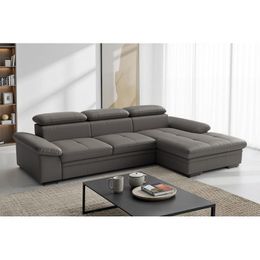 Sit & More sit&more Ecksofa &raquo;Viola, Leder, L-Form, B: 260 cm, mit Armteil- und Kopfteilvertsellung&laquo; optional mit Schlaffunktion grau B/H/T: 260cm x 73cm x 174cm,
