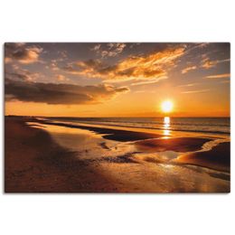 Artland Leinwandbild &raquo;Sonnenuntergang am Mittelmeer&laquo; Strand 1 Stk. tlg. auf Holzrahmen gespannt orange Leinwand B/H/T: 90cm x 60cm, Leinwandbild Strand 