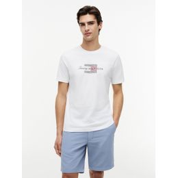 Tommy Hilfiger Herren T-Shirt "SCRIPT FLAG REGULAR TEE"wei&szlig;, Gr. L, Single Jersey, Obermaterial: 100% Baumwolle, Shirts, aus Jersey mit Flag-Grafik