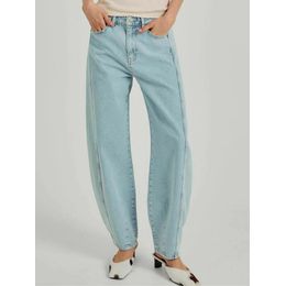 NORR Damen 5-Pocket-Hose "NORR Jeans Kenzie Barrel", blau, Gr. 34, Obermaterial: 100% Baumwolle, Hosen