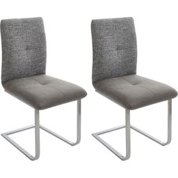 K+w Komfort & Wohnen K+W Komfort & Wohnen Freischwinger &raquo;Giacomo II&laquo; (Set) 2 Stk.mit Metallgriff am R&uuml;cken, Sitz und R&uuml;cken gesteppt in Materialmix grau Polyester B/H/T: 
