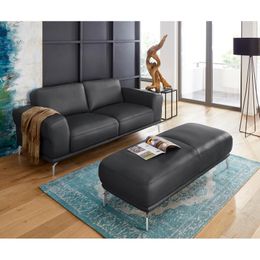 W.Schillig 2-Sitzer &raquo;montanaa bequem, Federkernunterfederung, elegant & edel, Breite 192cm&laquo; mit Metallf&uuml;&szlig;en in Chrom gl&auml;nzend, Breite 192 cm schwarz 
