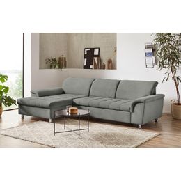 DOMO collection Ecksofa &raquo;FRANZI zeitlos und elegant, moderne Sitzheftung, L-Form&laquo; wahlweise mit Kopfteilverstellung (dann Tiefe: 170 cm) grau B/H/T: 