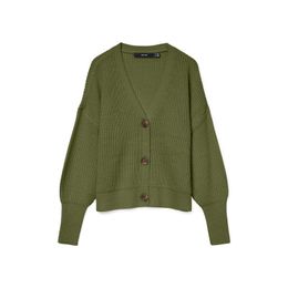 V&eacute;ro Moda Vero Moda Damen Strickjacke &raquo;VMLEA LS V-NECK CUFF CARDIGAN NOOS&laquo; Kunstfaser, regular fit gr&uuml;n M