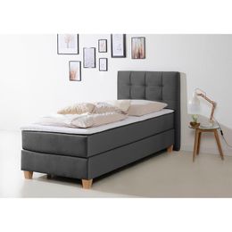 Home Affaire Boxspringbett &raquo;Moulay&laquo; inkl. Topper, in 3 H&auml;rtegraden, TFK auch in H&auml;rtegrad 4 grau Samtstoff, Liegefl&auml;che B/L: 90cm x 200cm Betth&ouml;he: 
