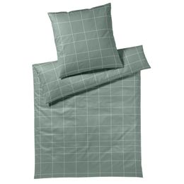 Elegante Bettw&auml;sche &raquo;Cross&laquo; 2 Stk. angenehmes Hautgef&uuml;hl gr&uuml;n Mako-Satin, Obermaterial: 100% Baumwolle B/L: 155cm x 220cm, 1 Stk., 1 Stk., Mako-Satin, B/L: 