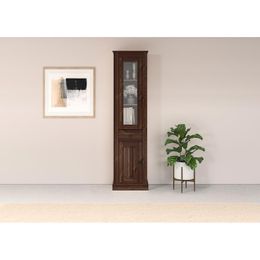 OTTO home Vitrine &raquo;Liotta&laquo; eine Glast&uuml;r und einer Holzt&uuml;r und einer Schublade braun Massivholz braun, B/H/T: 46,5cm x 181cm x 31cm, Schubladen: 1 Stk.