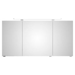 Badezimmerspiegelschrank &raquo;Serie 4010 Badezimmer-Spiegelschrank inkl. LED-Aufsatzleuchte&laquo; Badschrank 140 cm breit, 3 T&uuml;ren, 6 Glas-Einlegeb&ouml;den, inkl 