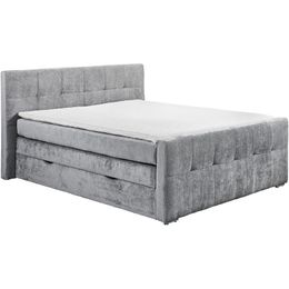 Home Affaire Boxspringbett &raquo;Ros&agrave;&laquo; H3/H3, H3/H4, H4/H4 m&ouml;glich silber Chenille, Liegefl&auml;che B/L: 180cm x 200cm, Gewicht bis: 110 kg + 110 kg H3 + H3, 