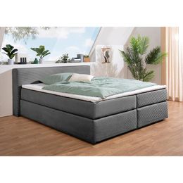 Home Affaire Boxspringbett &raquo;&Aring;by&laquo; In Cord Bezug, wahlweise mit und ohne Matrazte erh&auml;ltlich grau Cord inkl. Matratze/inkl. Topper, Liegefl&auml;che B/L: 