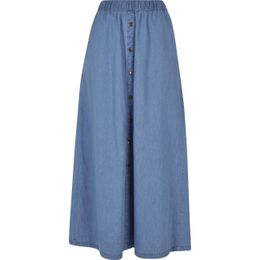 Urban Classics Damen Maxirock "Urban Classics Damen Ladies Long Wide Light Denim Skirt", blau, Gr. XL, unifarben, 100% Baumwolle, R&ouml;cke