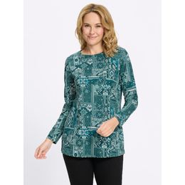 Classic Basics Damen Longshirt "Longshirt", gr&uuml;n, Gr. 48, gemustert, mehrfarbig, 100% Baumwolle, Shirts