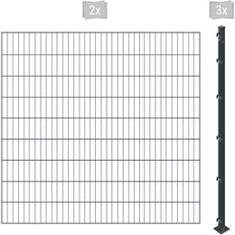 Arvotec Einstabmattenzaun &raquo;ESSENTIAL 180 zum Einbetonieren&laquo; Zaunh&ouml;he 180 cm, Zaunl&auml;nge 2 - 60 m grau Kunststoff, Stahl H/L: 180cm x 4m, Pfosten: 3 Stk.
