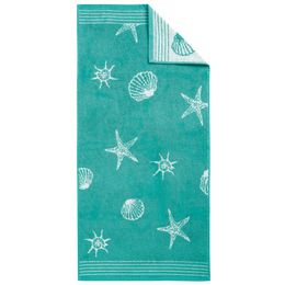 Dyckhoff Badetuch &raquo;Seashell&laquo; mit Muschelmuster blau Walkfrottee, Obermaterial: 100% Baumwolle B/L: 70cmx140cm, 1 Stk., Muscheln Seesterne, Walkfrottee