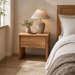 OTTO home Nachtkonsole &raquo;Ultima Balkenbett Doppelbett, F&uuml;&szlig;e mit Kufenform&laquo; Massivholz, Skandinavisches Design, Robust, stabil, FSC zertifiziert braun 