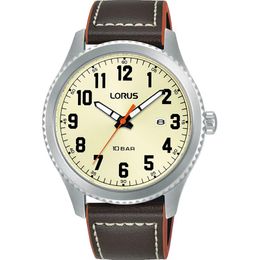 Lorus Herren Lorus Quarzuhr Armbanduhr, Herrenuhr, Lederarmband, analog, Tag braun Einheitsgr&ouml;&szlig;e