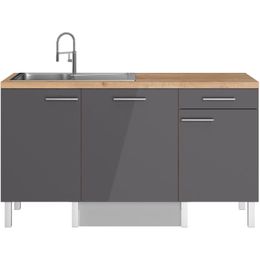 Optifit Pantryk&uuml;che &raquo;Lilly&laquo; Breite 160 cm, wahlweise mit E-Ger&auml;ten schwarz B/H/T: 160cm x 90cm x 60cm,mit E-Ger&auml;t