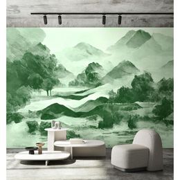 Livingwalls living walls Vliestapete &raquo;Berglandschaft-Tapete Asiatischer Stil Vliestapete&laquo; matt glatt Vlies B/L: 2,7m x 4m, Rollen: 1