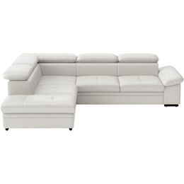 Sit & More sit&more Ecksofa &raquo;Viola, L-Form, Leder, B: 249 cm&laquo; optional mit Schlaffunktion wei&szlig; B/H/T: 249cm x 73cm x 226cm, NaturLEDER Stoff, Ottomane links,mit 