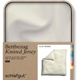Schlafgut Bettbezug &raquo;Premium Bettbezug Knitted Jersey (1 St)&laquo; Ton-in-Ton Rei&szlig;verschluss, Bio-Baumwolle mit Elasthan, Uni, OEKO Tex gelb Jersey, Obermaterial: 95