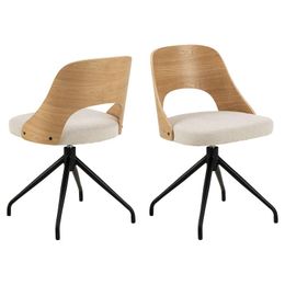 ACTONA GROUP Esszimmerstuhl &raquo;Lucy&laquo; () Stoff beige, R&uuml;cken Eichenfurnier, 4-Stern-Fu&szlig;kreuz schwarz, drehbar beige Polyester B/H/T: 48cm x 79cm x 53cm