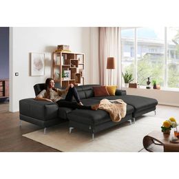 W.Schillig Polsterhocker &raquo;piedroo, Designsofa mit tollem Sitzkomfort, bequem, L-Form&laquo; F&uuml;&szlig;e in Silber matt grau Longlife Xtra-Leder Z59: Glattleder mit