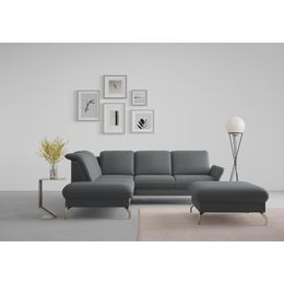 Sit & More sit&more Ecksofa &raquo;Fashion L-Form&laquo; wahlweise mit Kopfteilverstellung, Vorziehsitz, motorisch, Nickelf&uuml;&szlig;e grau B/H/T: 250cm x 84cm x 207cm, Luxus-